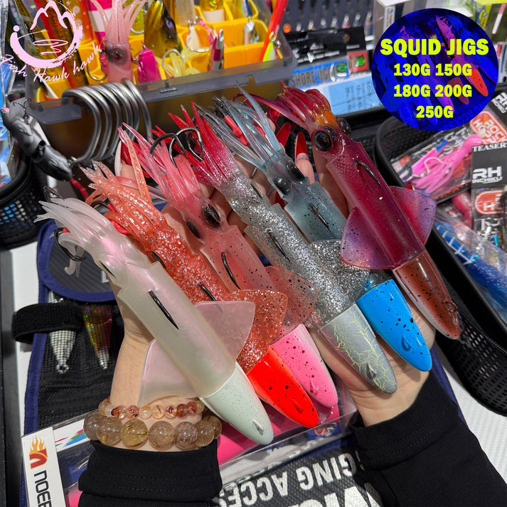 Heavy Squid Octopus Jigs 130g 150g 180g 200g 250g Soft Body Deep Sea J ...